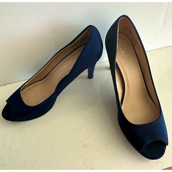 CL by Laundry | Shoes | Cl By Laundry Womens Suede Peep Toe Navy Blue ...